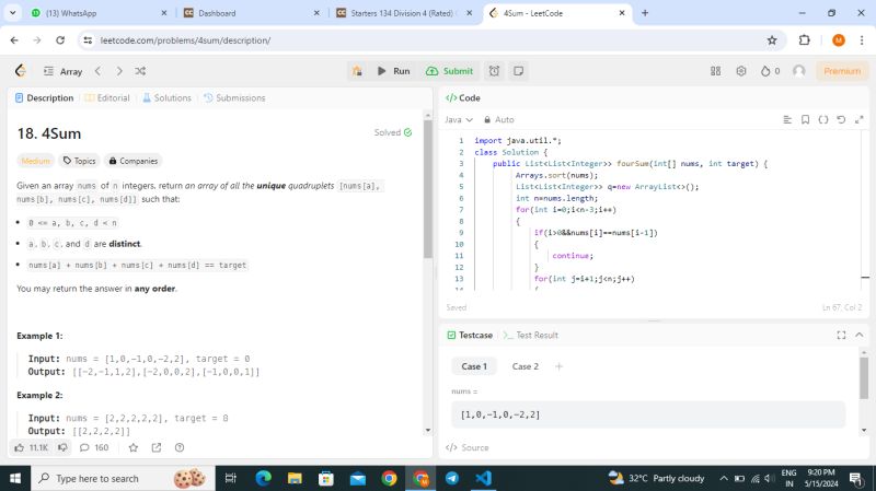 Day 11 of 50-Day Challenge: Solving LeetCode's 4Sum Problem | Manish ... Day 11 of 50-Day Challenge: Solving LeetCode's 4Sum Problem | Manish ...