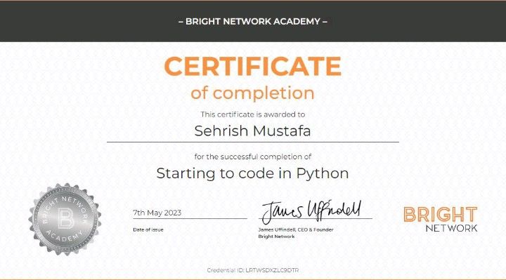 Sehrish Mustafa on LinkedIn: #python #pythonprogramming #brightacademy ... Sehrish Mustafa on LinkedIn: #python #pythonprogramming #brightacademy ...