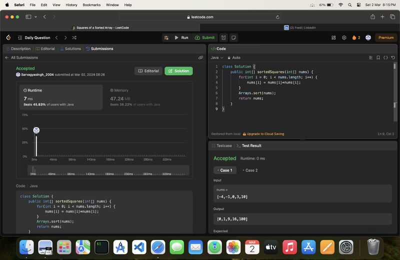 Resolved LeetCode problem: Squares of a Sorted Array | Sarvagya singh ... Resolved LeetCode problem: Squares of a Sorted Array | Sarvagya singh ...