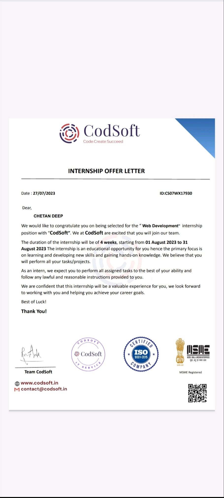 CHETAN DEEP on LinkedIn: #internship #codsoft #internships2023 # ... CHETAN DEEP on LinkedIn: #internship #codsoft #internships2023 # ...