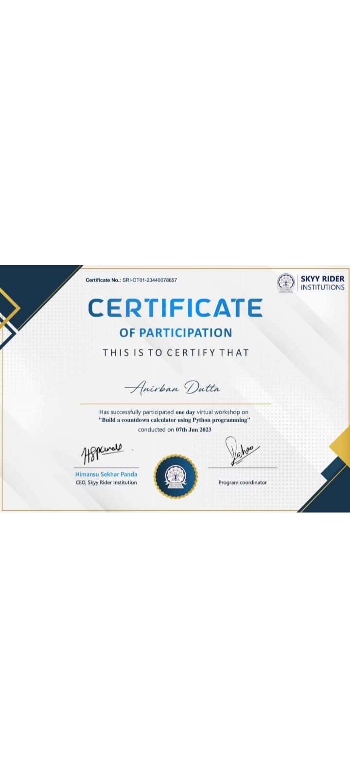 Anirban Dutta on LinkedIn: #python #certificate Anirban Dutta on LinkedIn: #python #certificate