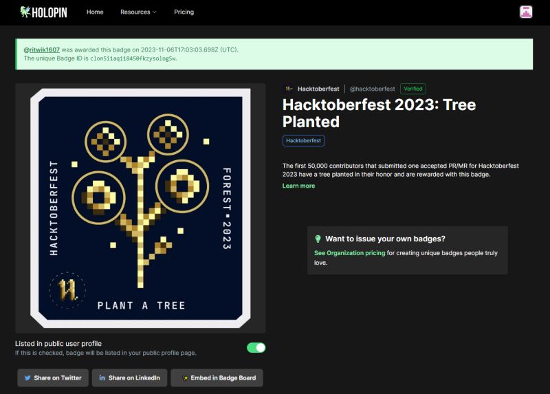 Ritwik Chandra on LinkedIn: #hacktoberfest2023 #opensource #treenation ... Ritwik Chandra on LinkedIn: #hacktoberfest2023 #opensource #treenation ...
