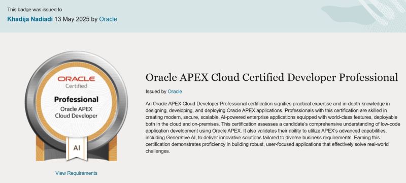 #oracleapex #certification #clouddevelopment #lowcode #generativeai ... #oracleapex #certification #clouddevelopment #lowcode #generativeai ...