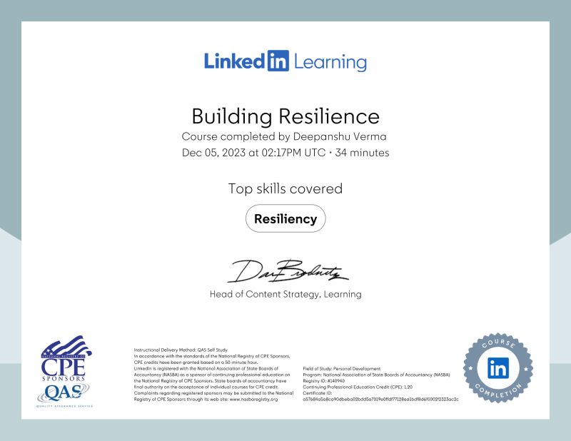 Deepanshu Verma on LinkedIn: Certificate of Completion Deepanshu Verma on LinkedIn: Certificate of Completion