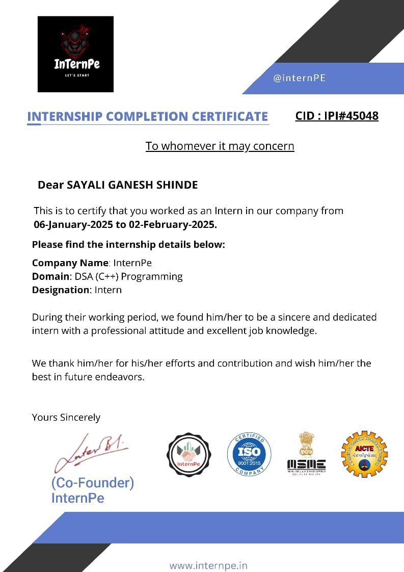 #internship #internpe #dsa #c #coding #learning #achievement #growth ... #internship #internpe #dsa #c #coding #learning #achievement #growth ...