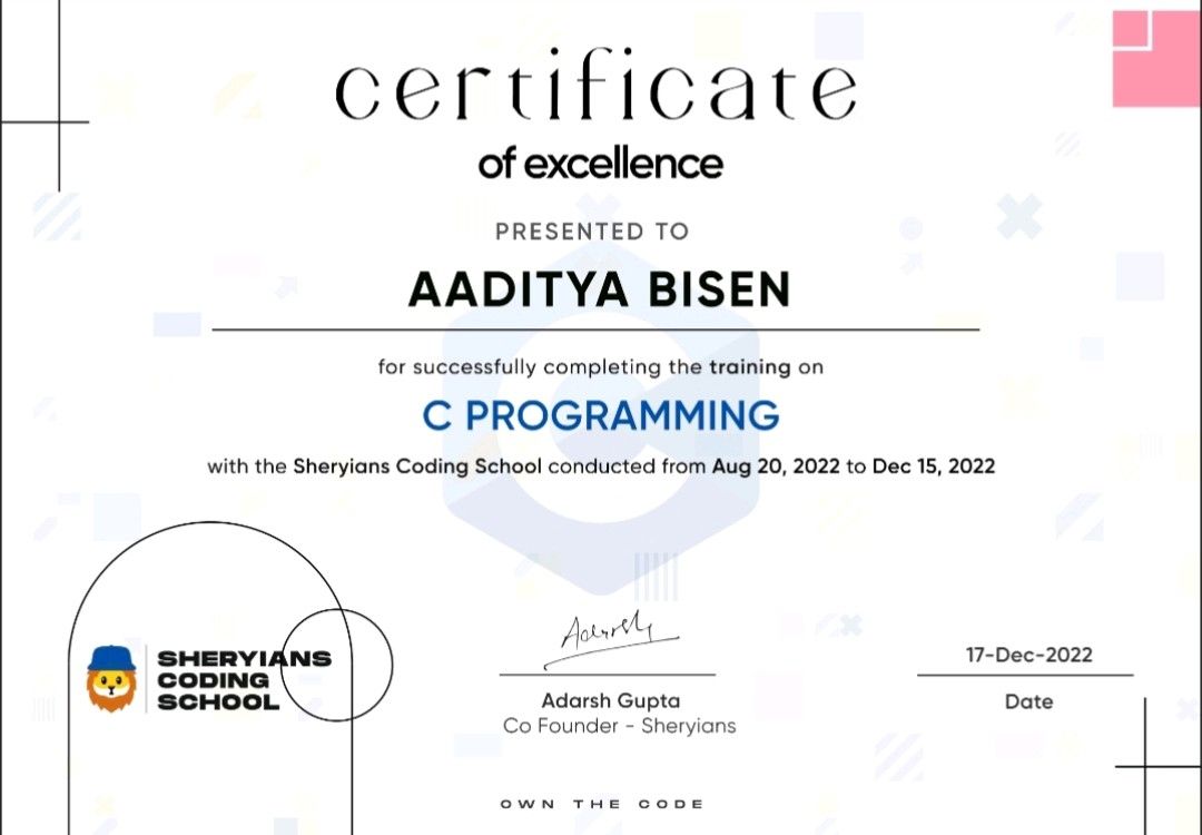Aaditya Bisen on LinkedIn: #sheryianscodingschool Aaditya Bisen on LinkedIn: #sheryianscodingschool