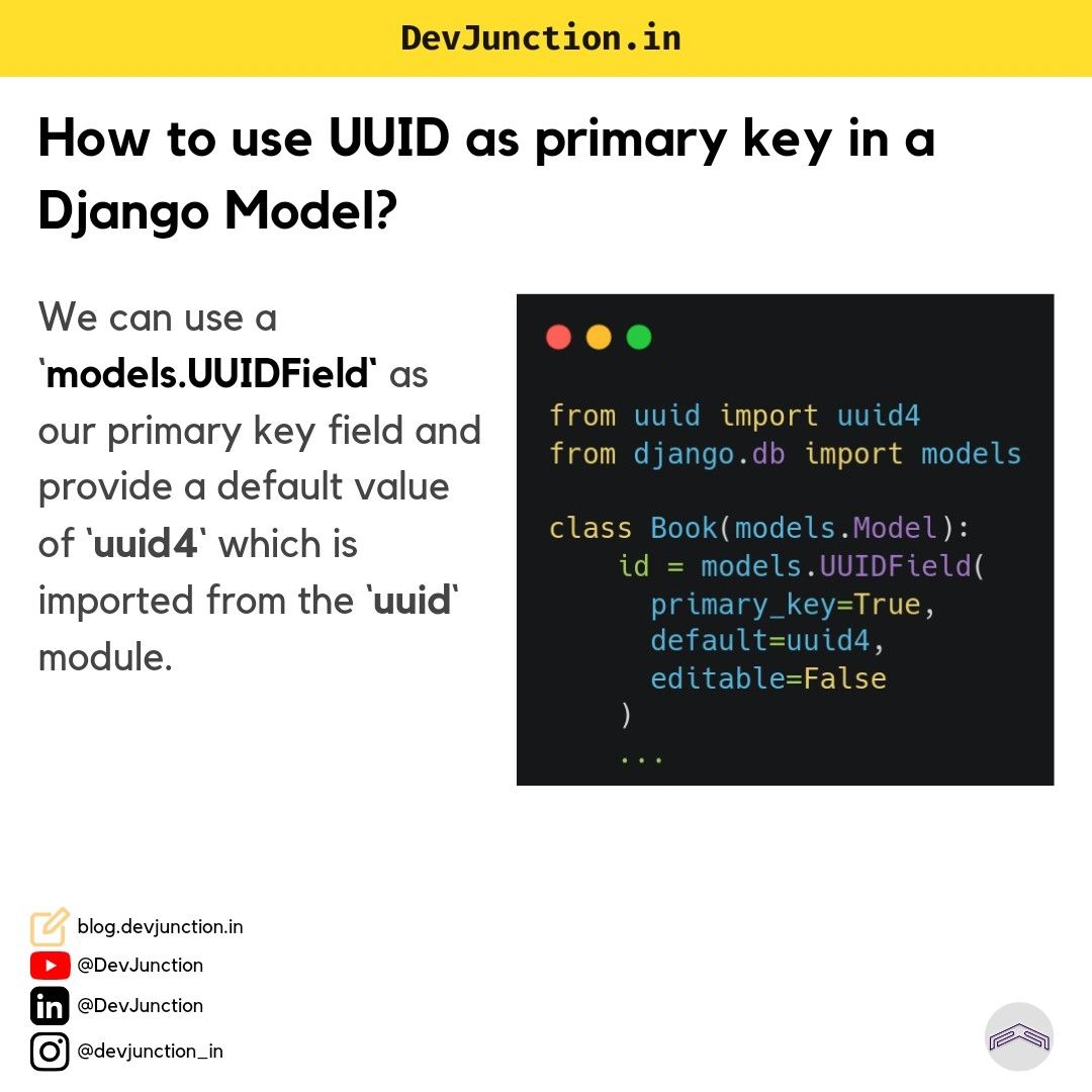 Gaurav Sharma on LinkedIn: Using UUID instead of the default django ... Gaurav Sharma on LinkedIn: Using UUID instead of the default django ...