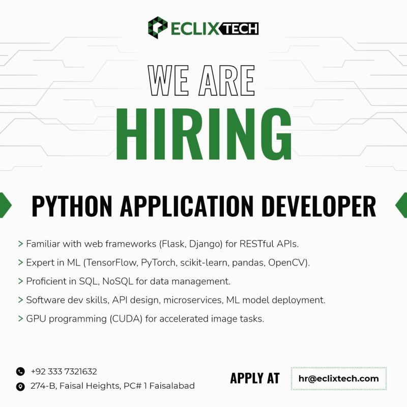 Eclix Tech on LinkedIn: #hiring #pythondeveloper #pythonjobs # ... Eclix Tech on LinkedIn: #hiring #pythondeveloper #pythonjobs # ...