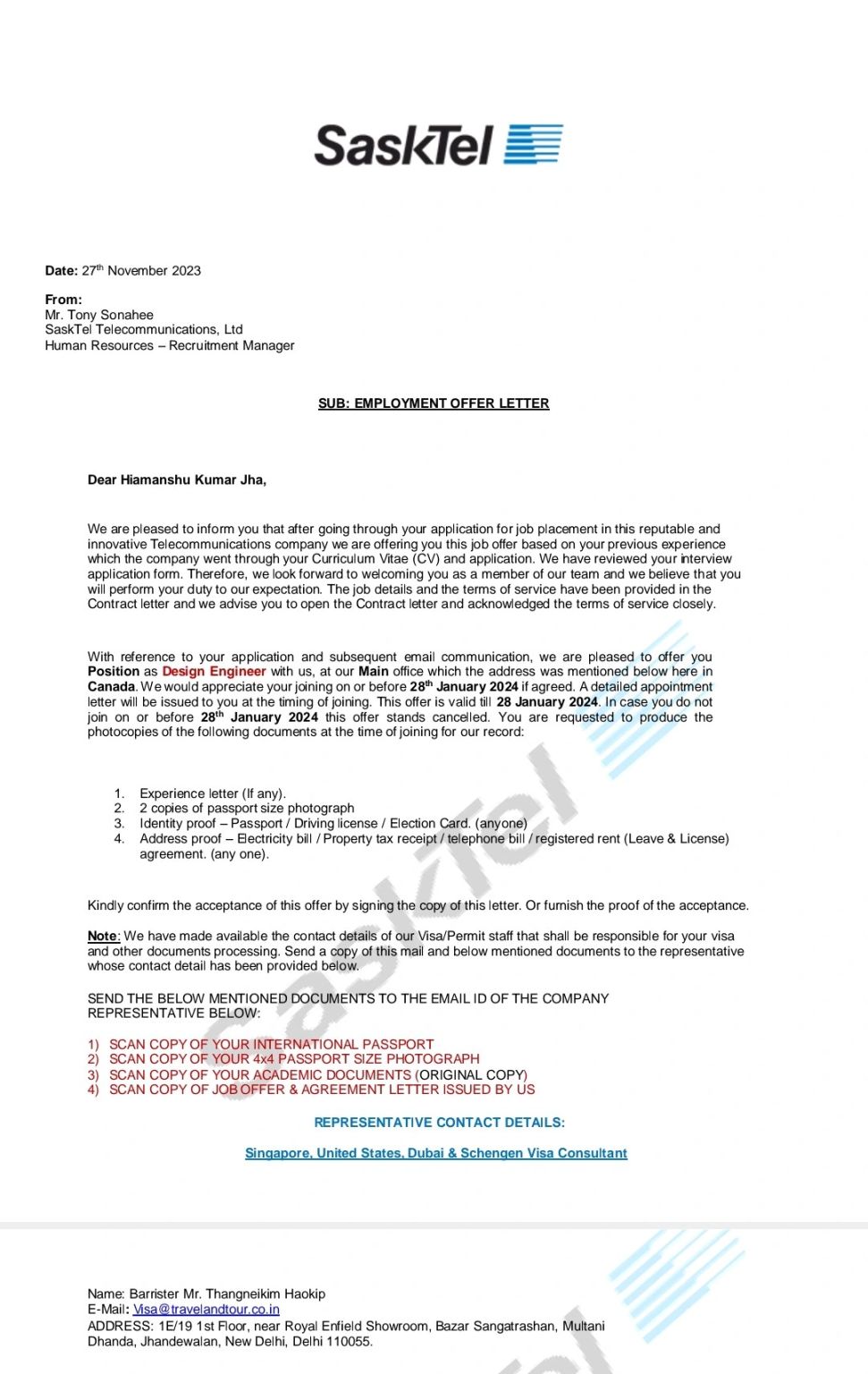 This is real or fake offer letter ? SaskTel | Himanshu Jha | 16 comments This is real or fake offer letter ? SaskTel | Himanshu Jha | 16 comments