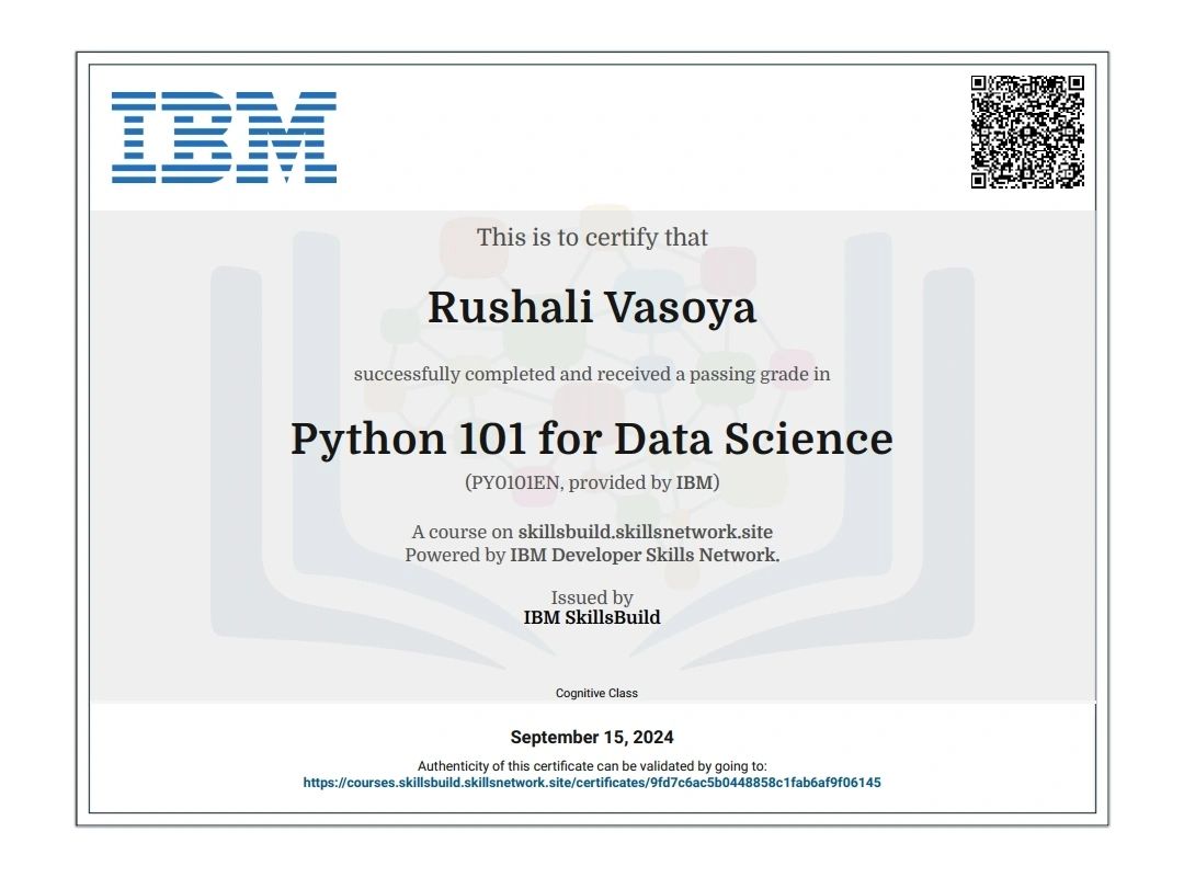 Rushali Vasoya on LinkedIn: #ibm #python #datascience #ai # ... Rushali Vasoya on LinkedIn: #ibm #python #datascience #ai # ...