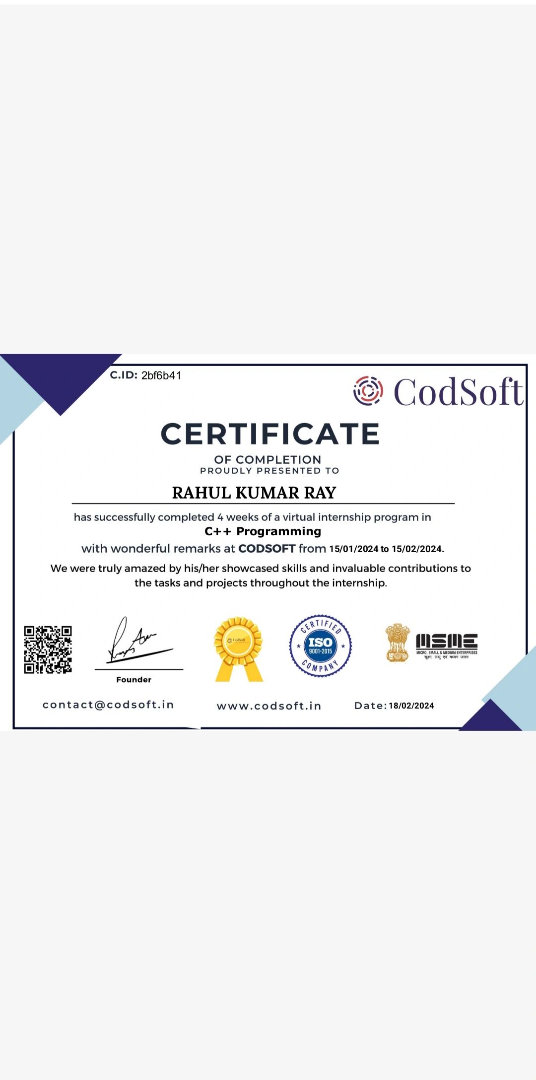 RAHUL KUMAR RAY on LinkedIn: #codsoft #internshipcompletion # ... RAHUL KUMAR RAY on LinkedIn: #codsoft #internshipcompletion # ...