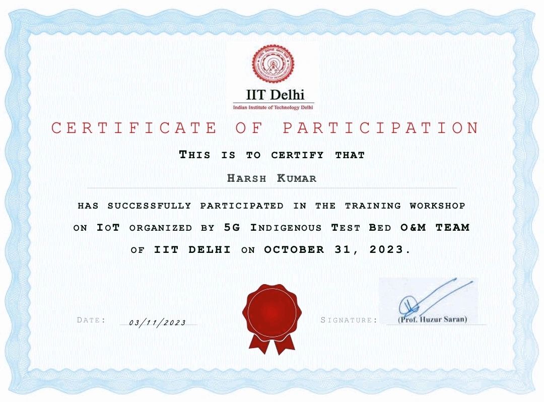 Harsh Kumar on LinkedIn: #iot #iitdelhi #learningjourney Harsh Kumar on LinkedIn: #iot #iitdelhi #learningjourney