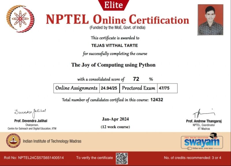 Tejas Tarte on LinkedIn: #nptel #python #lifelonglearning #skillup # ... Tejas Tarte on LinkedIn: #nptel #python #lifelonglearning #skillup # ...