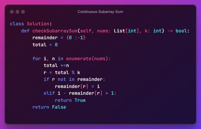Mayur Gajbhiye on LinkedIn: 🔴Continuous Subarray Sum- Leetcode 523 ... Mayur Gajbhiye on LinkedIn: 🔴Continuous Subarray Sum- Leetcode 523 ...