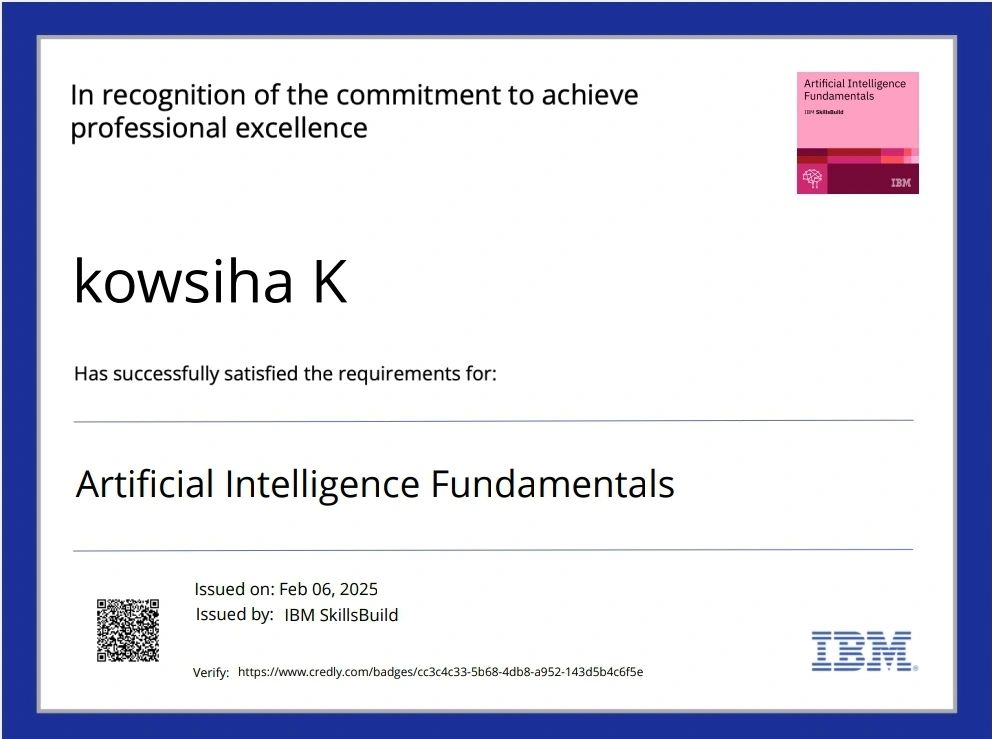 #artificialintelligence #machinelearning #ibm #ai | Kowsiha Krishnan #artificialintelligence #machinelearning #ibm #ai | Kowsiha Krishnan
