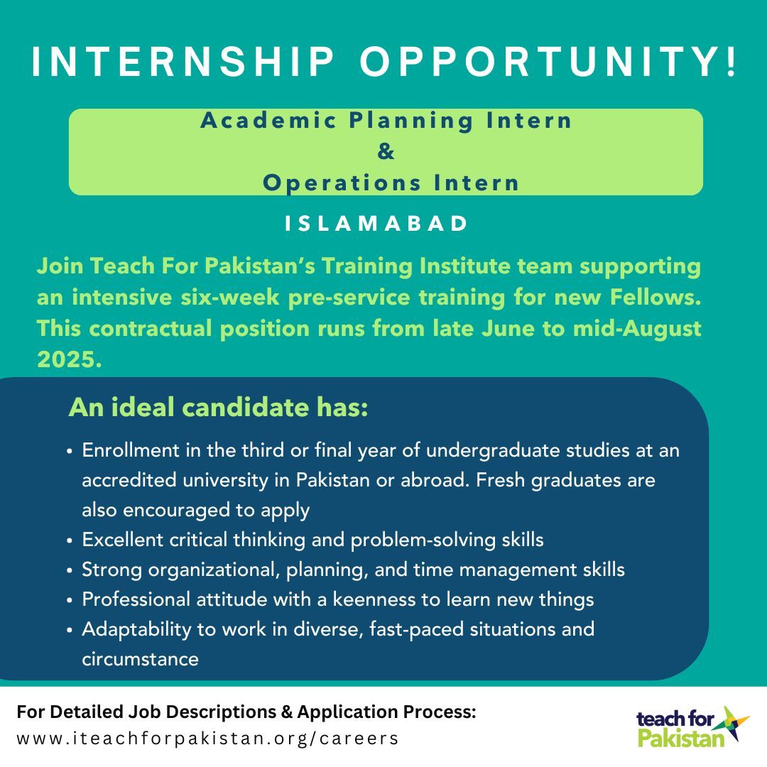 Teach For Pakistan is hiring for Summer Interns based in Islamabad ... Teach For Pakistan is hiring for Summer Interns based in Islamabad ...
