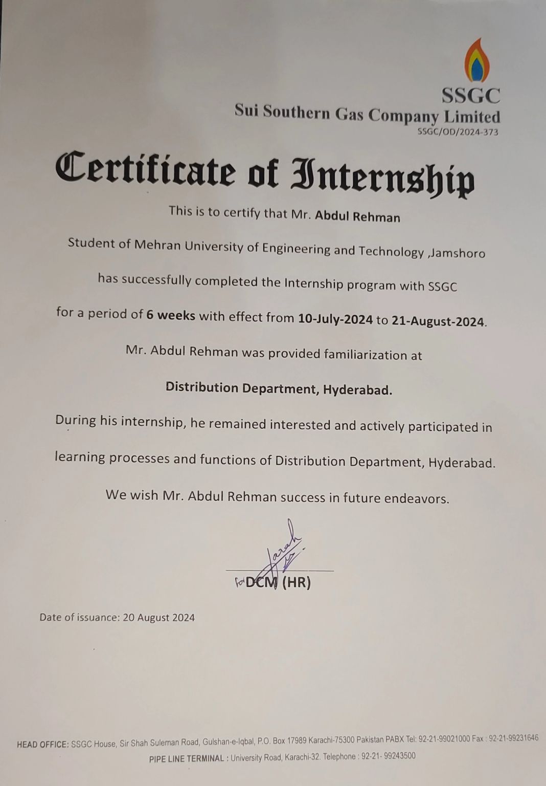 Abdul Rehman on LinkedIn: #internship #ssgc #learning #oillandgas #scm ... Abdul Rehman on LinkedIn: #internship #ssgc #learning #oillandgas #scm ...