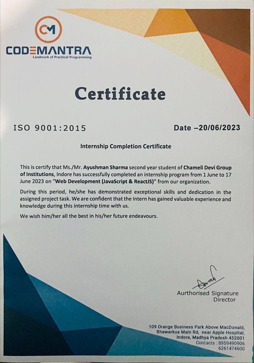 Ayushman Sharma on LinkedIn: #webdevelopment #javascript #reactjs Ayushman Sharma on LinkedIn: #webdevelopment #javascript #reactjs