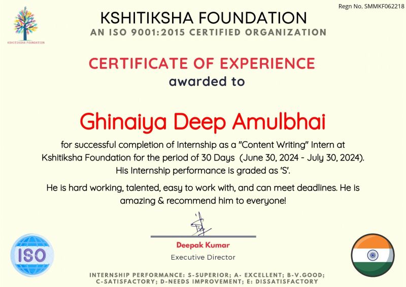 Deep Ghinaiya on LinkedIn: Completed.. Deep Ghinaiya on LinkedIn: Completed..