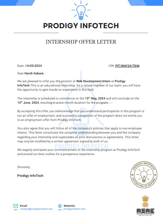 #prodigyinfotech #webdevintern | Harsh Gakare #prodigyinfotech #webdevintern | Harsh Gakare