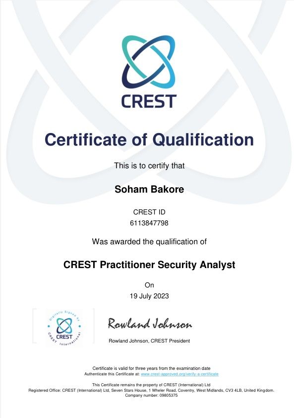 #crest #cpsa #crt #cybersecurity | Soham B. | 10 comments #crest #cpsa #crt #cybersecurity | Soham B. | 10 comments