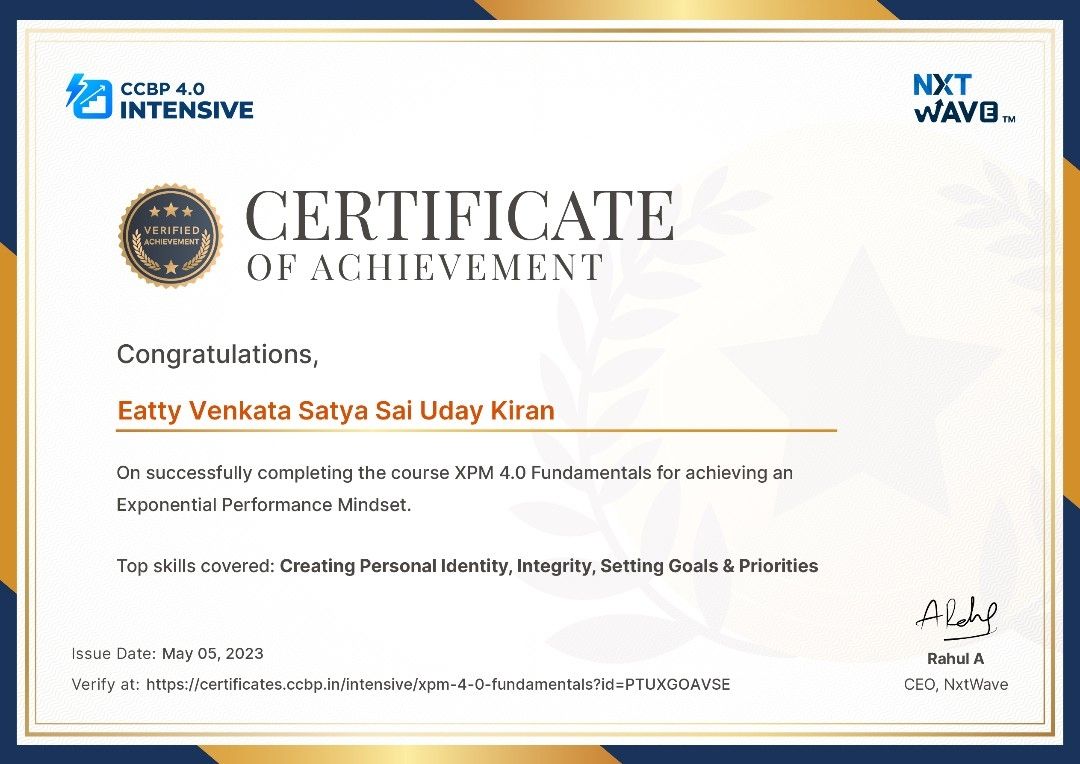 Hello Guy's, I've completed XPM Fundamentals through which I've learned ... Hello Guy's, I've completed XPM Fundamentals through which I've learned ...