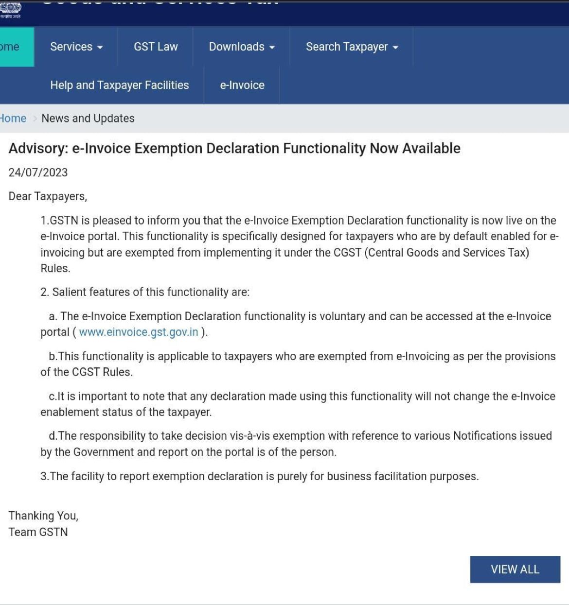 Anubha Aggarwal on LinkedIn: GSTN has enabled e-invoice exemption ... Anubha Aggarwal on LinkedIn: GSTN has enabled e-invoice exemption ...