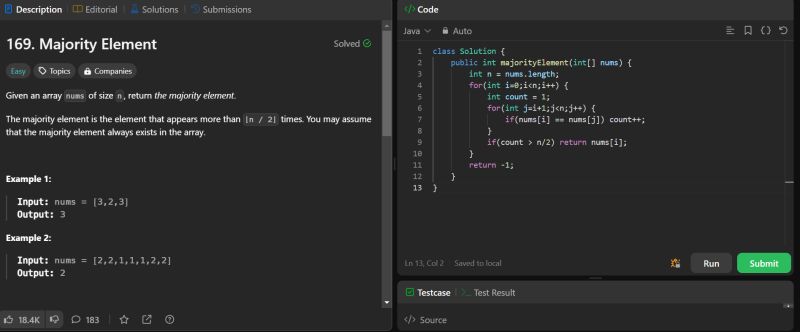 Day 10 of #100DaysOfCode Challenge: Solving LeetCode problem 169 ... Day 10 of #100DaysOfCode Challenge: Solving LeetCode problem 169 ...