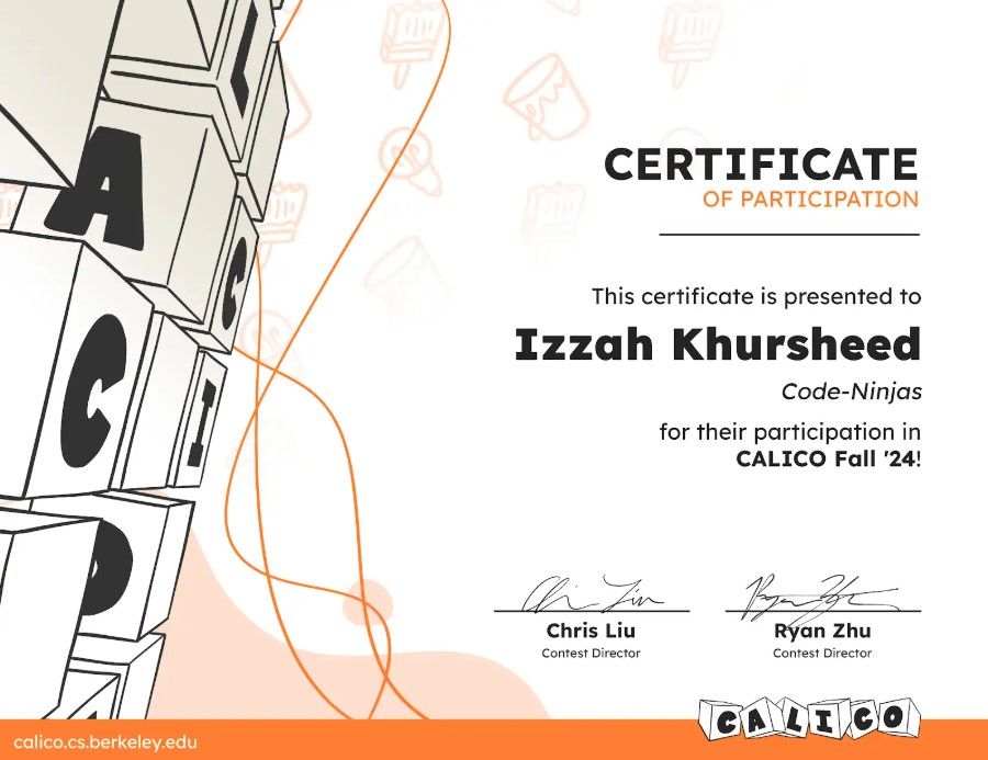 Izzah Khursheed on LinkedIn: #calicofall2024 #codeninjas #teamwork # ... Izzah Khursheed on LinkedIn: #calicofall2024 #codeninjas #teamwork # ...