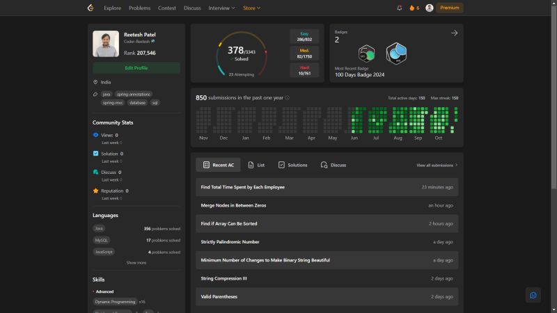 Reetesh Patel on LinkedIn: #leetcodejourney #codingachievement # ... Reetesh Patel on LinkedIn: #leetcodejourney #codingachievement # ...