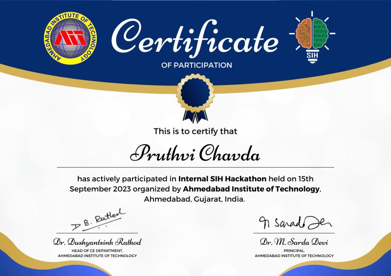Pruthvi Chavda on LinkedIn: #smartindiahackathon #hackathonachievement ... Pruthvi Chavda on LinkedIn: #smartindiahackathon #hackathonachievement ...