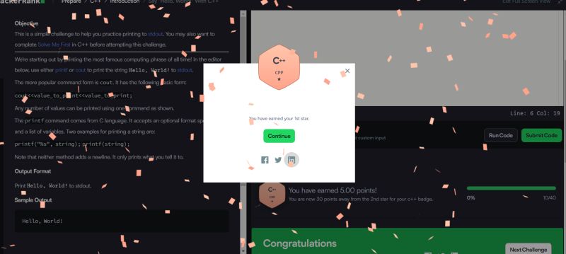 Prateek Yadav on LinkedIn: #hackerrank #cpp #programming #firstbadge Prateek Yadav on LinkedIn: #hackerrank #cpp #programming #firstbadge