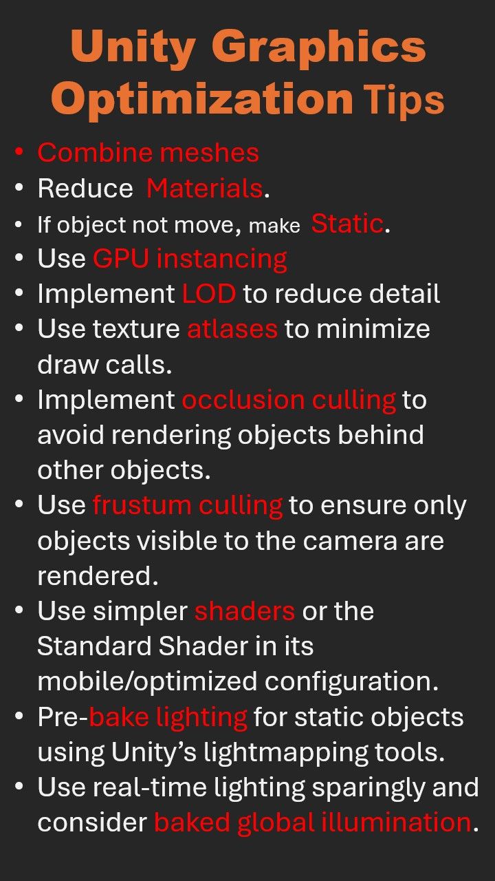 Unity Graphics Optimization Tips | Khaleel ur Rehman Unity Graphics Optimization Tips | Khaleel ur Rehman