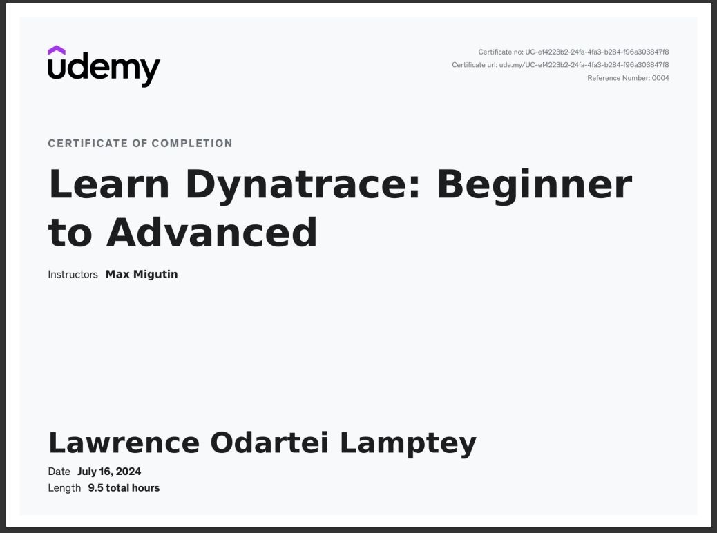 Lawrence Odartei Lamptey on LinkedIn: #dynatrace Lawrence Odartei Lamptey on LinkedIn: #dynatrace