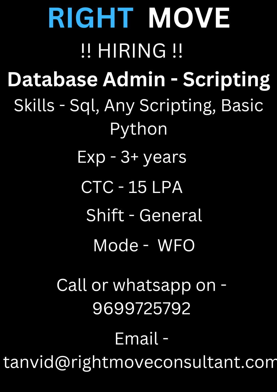 #Admin #Database #SQL #Python #Scripting #Hiring #Rightmove | Tanvi D #Admin #Database #SQL #Python #Scripting #Hiring #Rightmove | Tanvi D