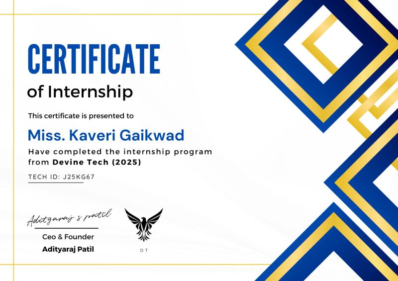 Kaveri Gaikwad on LinkedIn: #webdevelopment #internship #devinetech # ... Kaveri Gaikwad on LinkedIn: #webdevelopment #internship #devinetech # ...