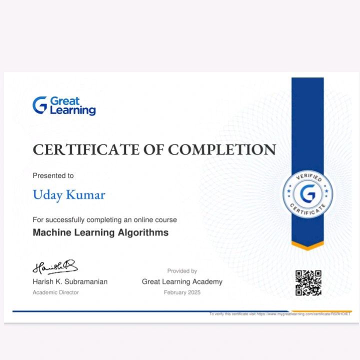 Uday Kumar on LinkedIn: I successfully completed Machine Learning ... Uday Kumar on LinkedIn: I successfully completed Machine Learning ...