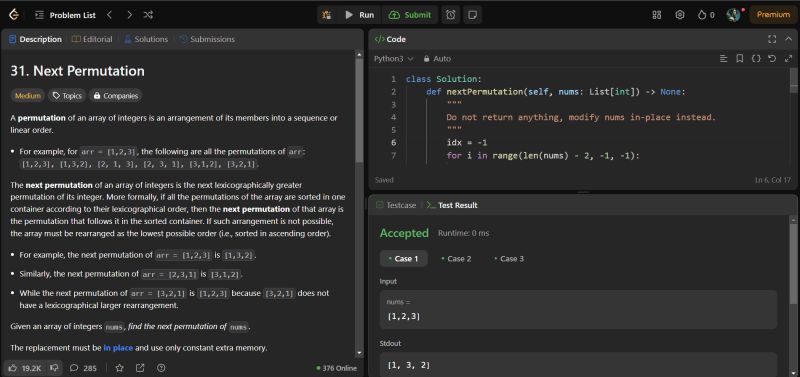 #dsa #leetcode #leetcode #dsa #arrays #problemsolving #nextpermutation ... #dsa #leetcode #leetcode #dsa #arrays #problemsolving #nextpermutation ...