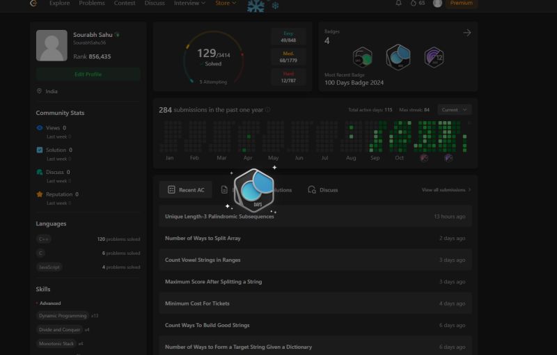 #leetcode #dailycodingchallenge #techjourney #coding #growth | Sourabh Sahu #leetcode #dailycodingchallenge #techjourney #coding #growth | Sourabh Sahu