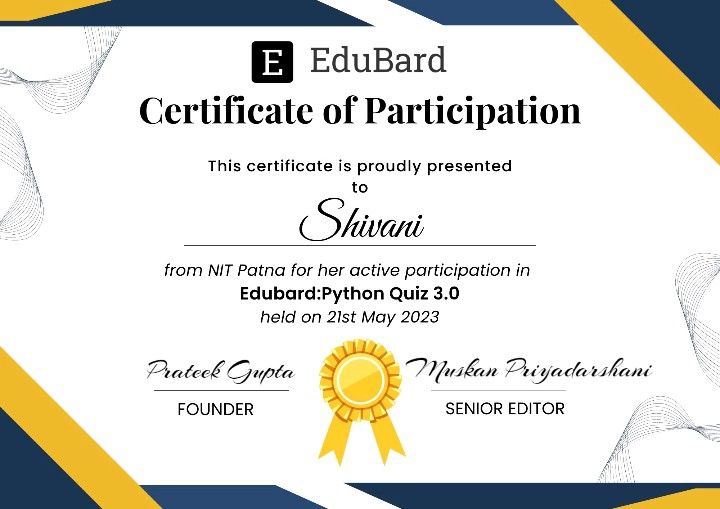 Shivani Raj on LinkedIn: #edubard #python Shivani Raj on LinkedIn: #edubard #python