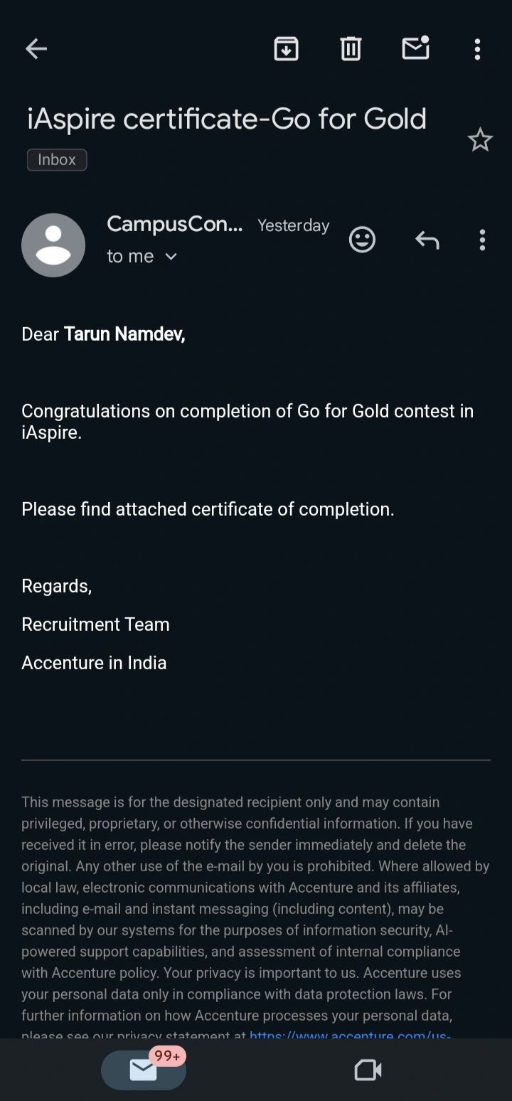 Tarun Namdev on LinkedIn: #accenture #iaspire #goforgold # ... Tarun Namdev on LinkedIn: #accenture #iaspire #goforgold # ...