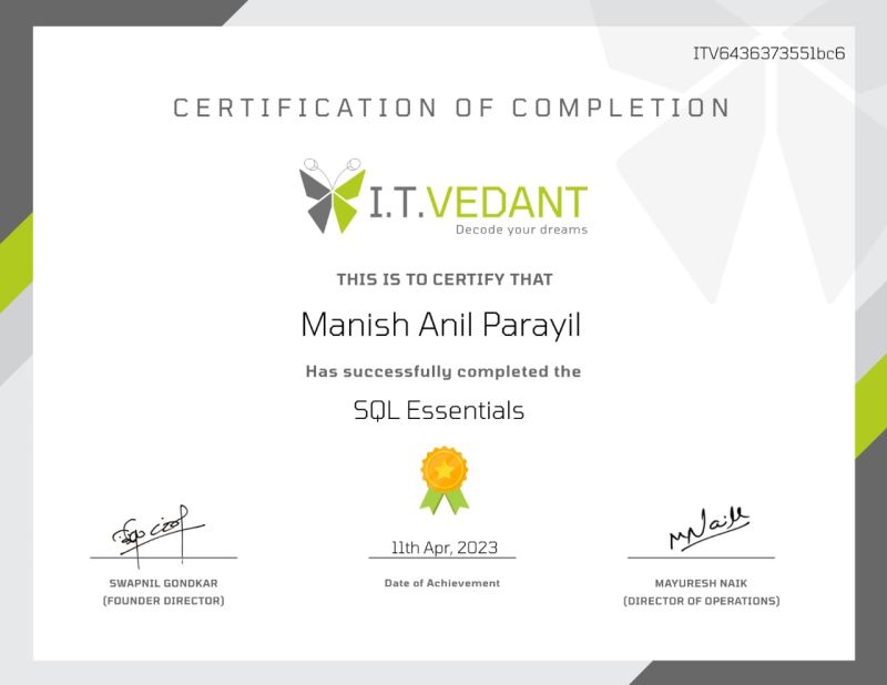 Manish Parayil on LinkedIn: #education #share #sql #thankyou #learning ... Manish Parayil on LinkedIn: #education #share #sql #thankyou #learning ...