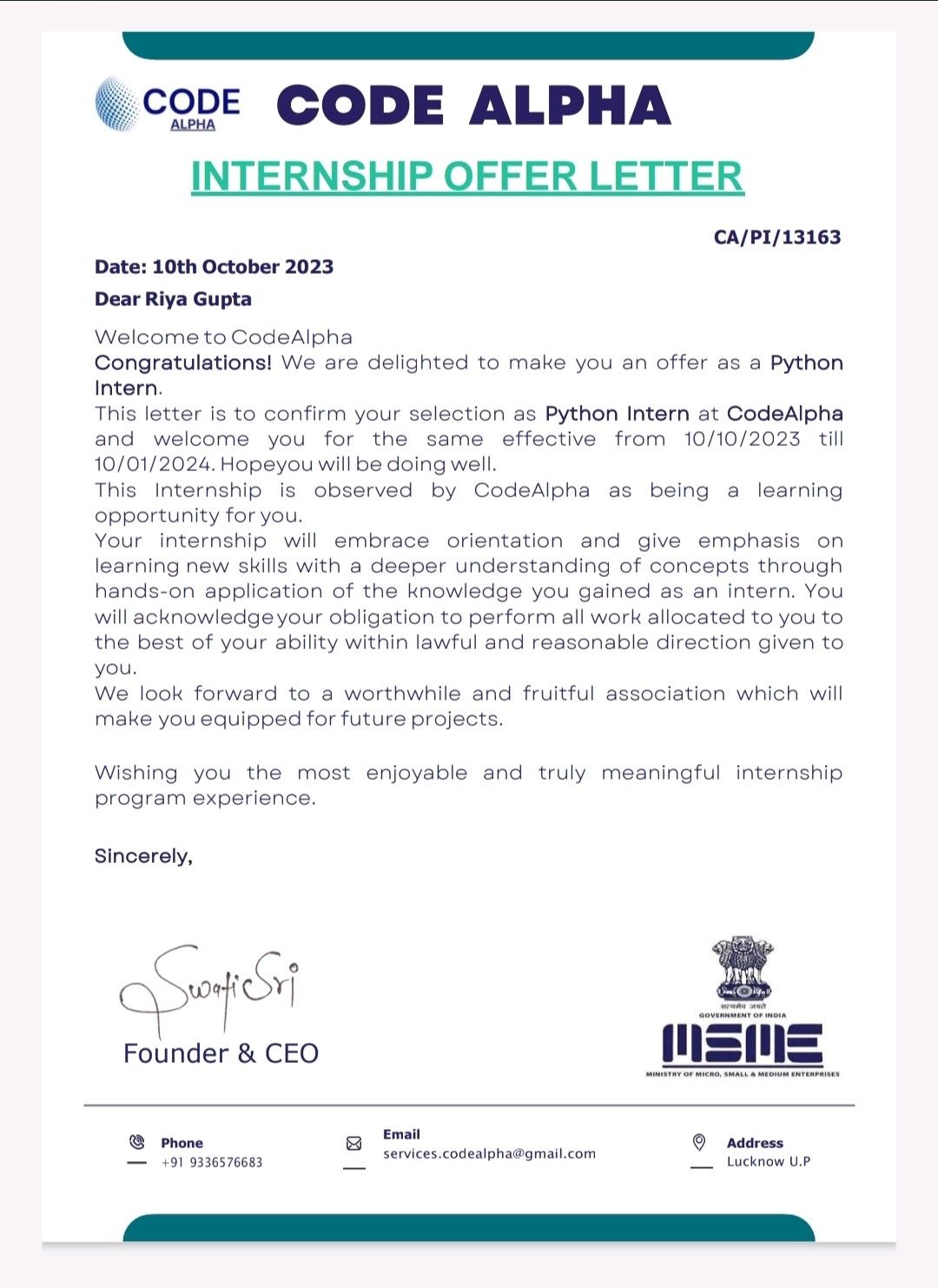 Riya Gupta on LinkedIn: #codealpha Riya Gupta on LinkedIn: #codealpha