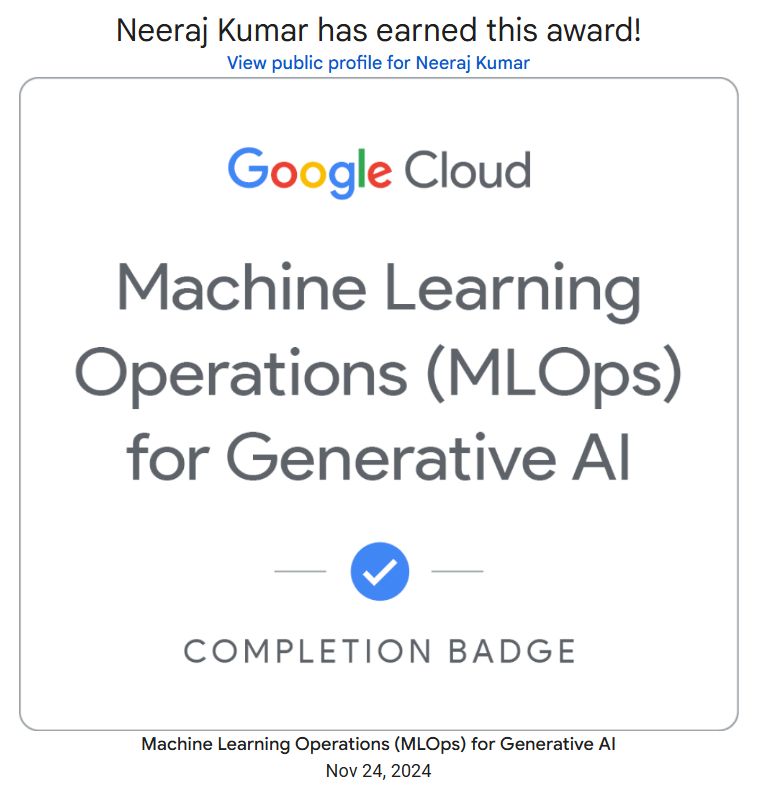 Neeraj Kumar Performance Mentor on LinkedIn: #googlecloud #mlops # ... Neeraj Kumar Performance Mentor on LinkedIn: #googlecloud #mlops # ...