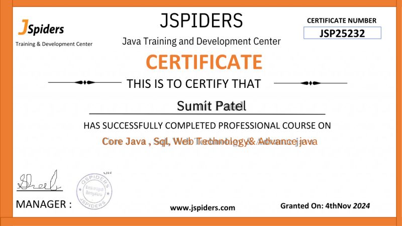 Sumit Patel on LinkedIn: #java #fullstack #jspiders Sumit Patel on LinkedIn: #java #fullstack #jspiders