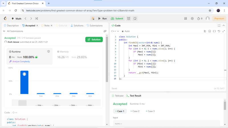 #day32 #gcd #leetcode #problemsolving #math #codingjourney | Ansh Jaiswar #day32 #gcd #leetcode #problemsolving #math #codingjourney | Ansh Jaiswar