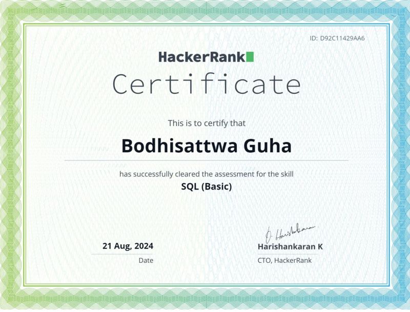 Bodhisattwa Guha on LinkedIn: I just obtained the Certificate on SQL ... Bodhisattwa Guha on LinkedIn: I just obtained the Certificate on SQL ...