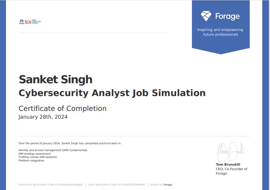 Completed an IAM simulation for Tata Consultancy Services | Sanket ... Completed an IAM simulation for Tata Consultancy Services | Sanket ...