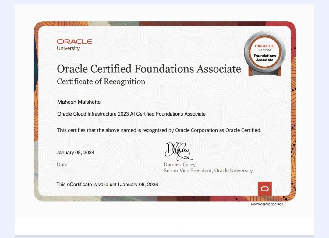 Mahesh Malshette on LinkedIn: #oracle #oci Mahesh Malshette on LinkedIn: #oracle #oci