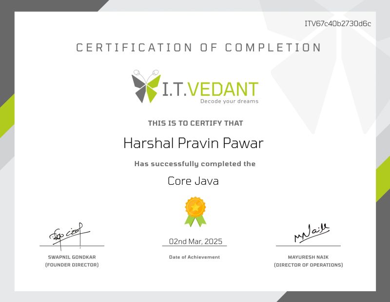 #java #corejava #certification #learning #programming | Harshal Pawar #java #corejava #certification #learning #programming | Harshal Pawar